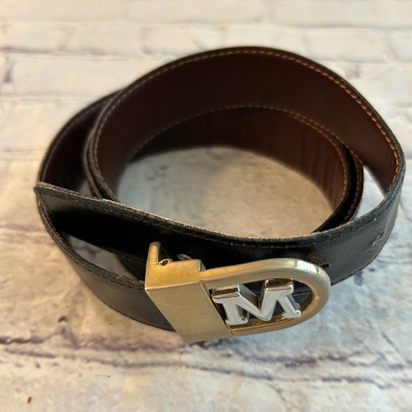 Vintage | Accessories | Vintage Black Belt With Buckle Initial M Silver ...